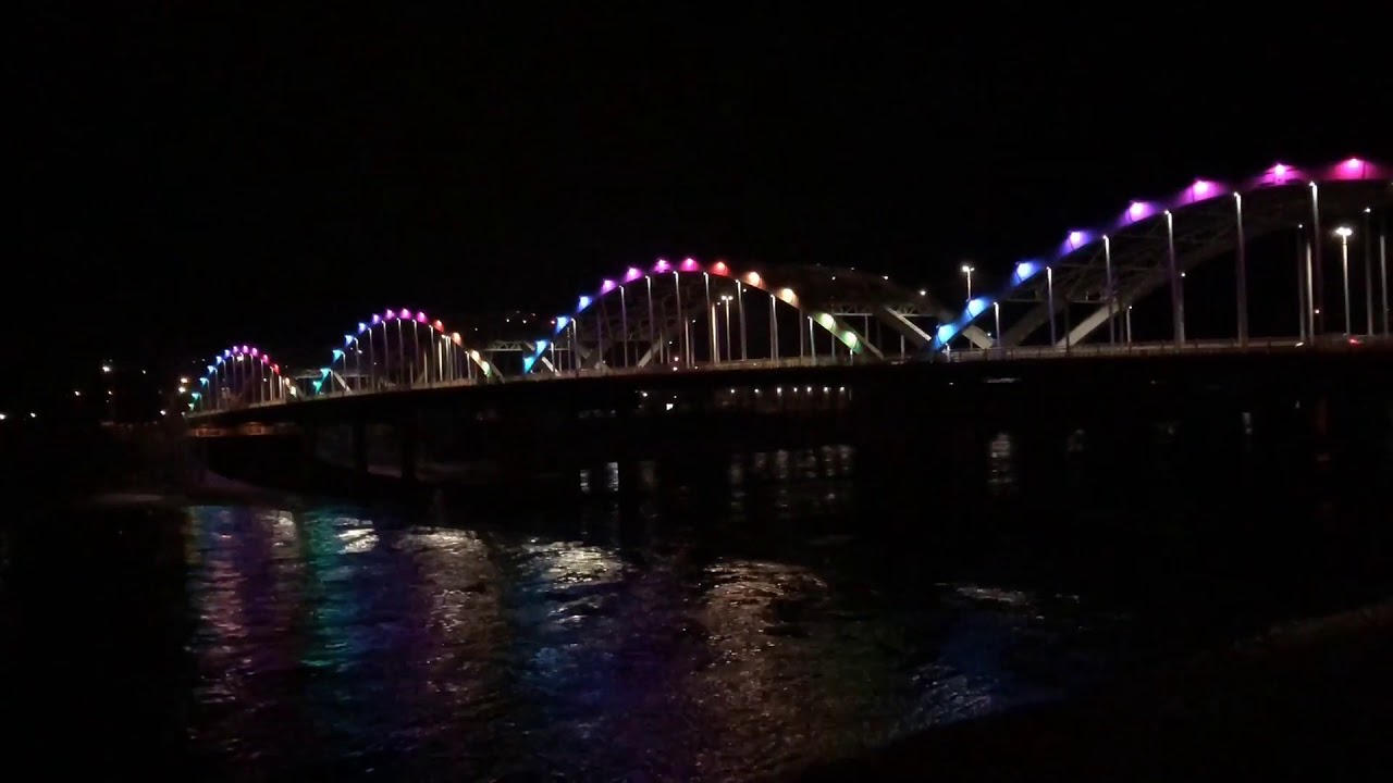 Funky Victoria Bridge light up in Trail, BC, Canada - YouTube