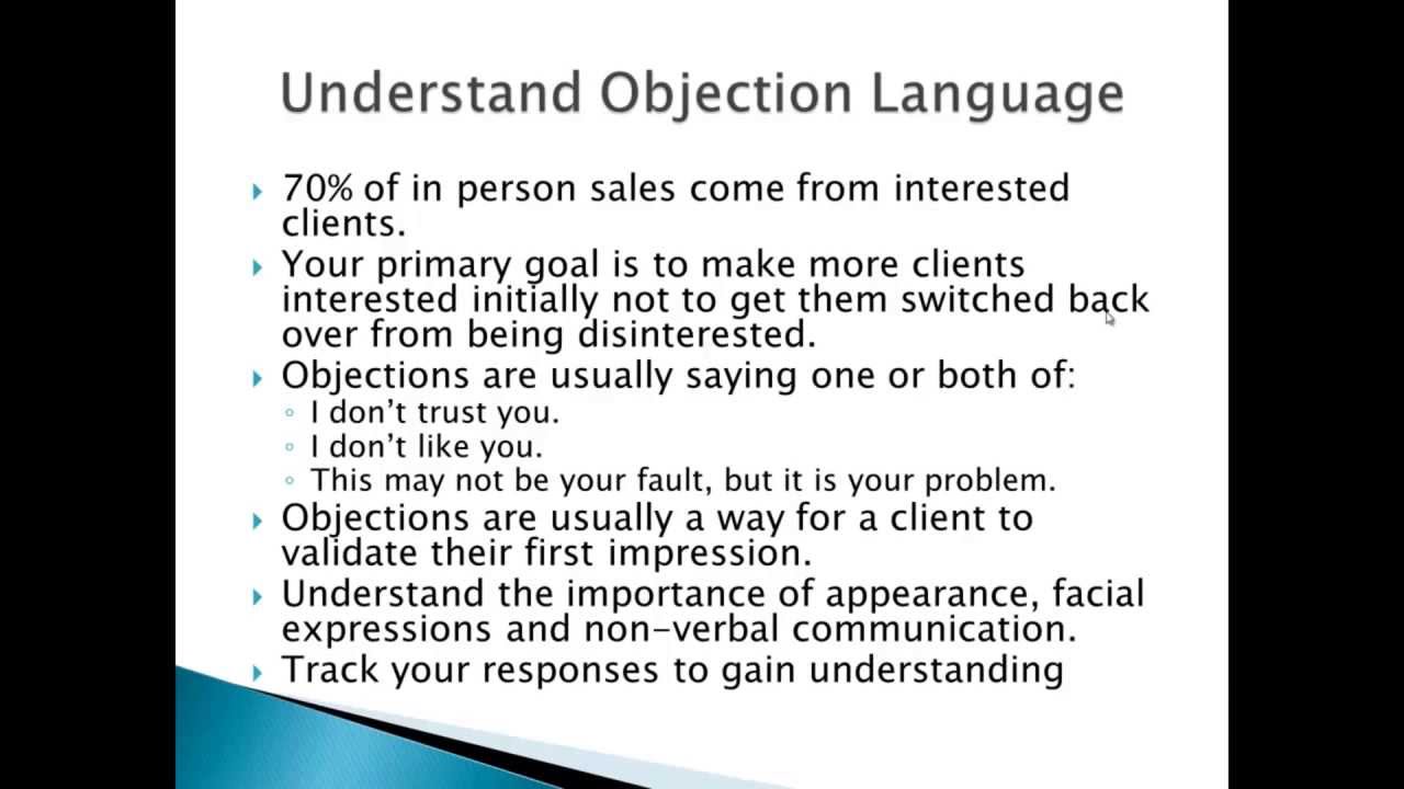 Understanding Objection Language - YouTube
