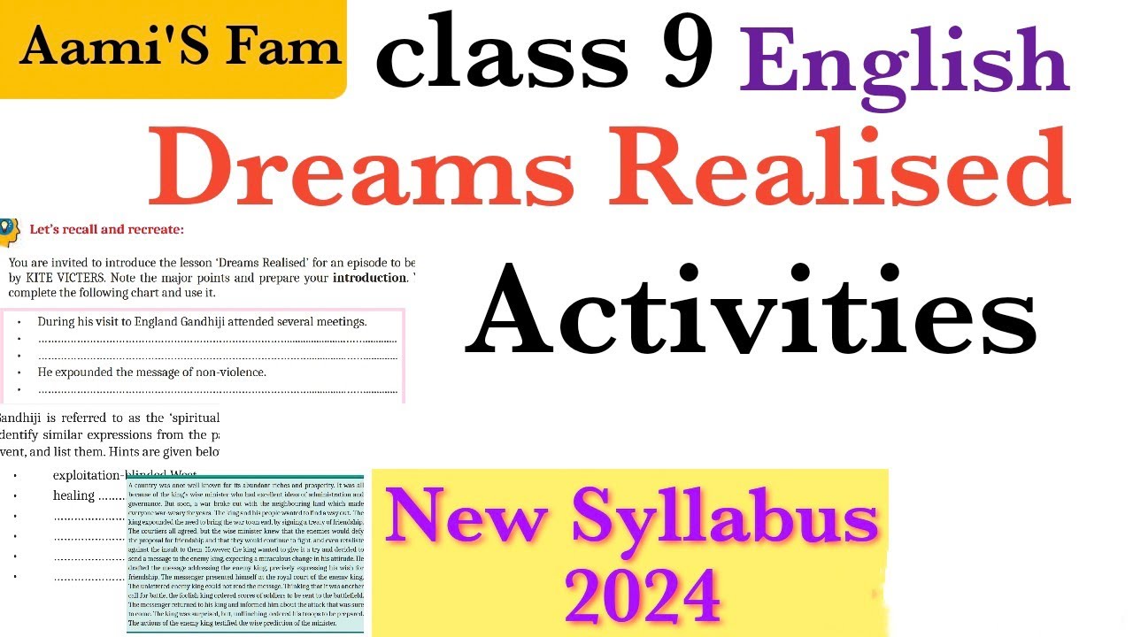 Class 9-English-Dreams Realised -Complete activities - YouTube