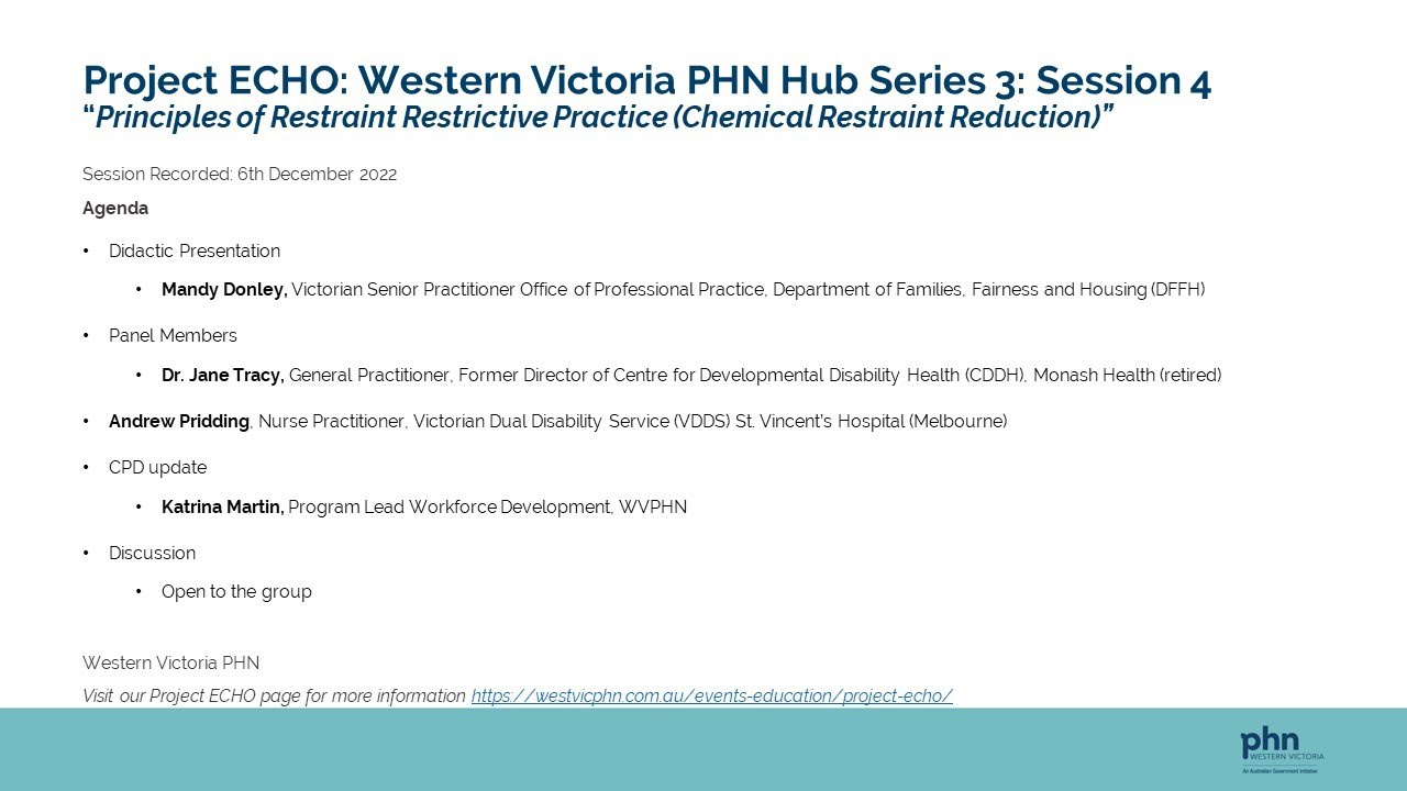 Principles of Restraint Restrictive Practice (ECHO didactic ...