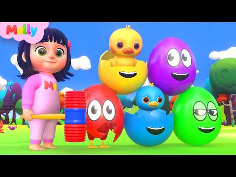 Melly Exploring Colorful Surprise Eggs | Yes Yes Playground Song | Melly Nursery Rhymes & Kids Songs
