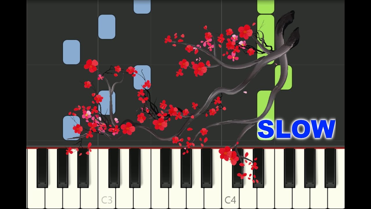 SLOW EASY piano tutorial "AKAI HANA" tradtional Japanese song, free ...