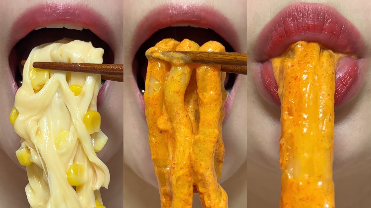 asmr CORN CHEESE SPICY ROSE TTEOKBOKKI MUKBANG eating sounds - YouTube