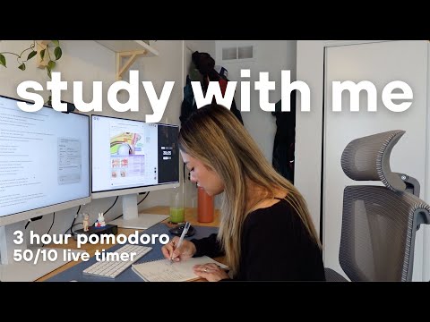 3 HOUR STUDY WITH ME | cramming for med school exams 🩺  :) 50/10 pomodoro