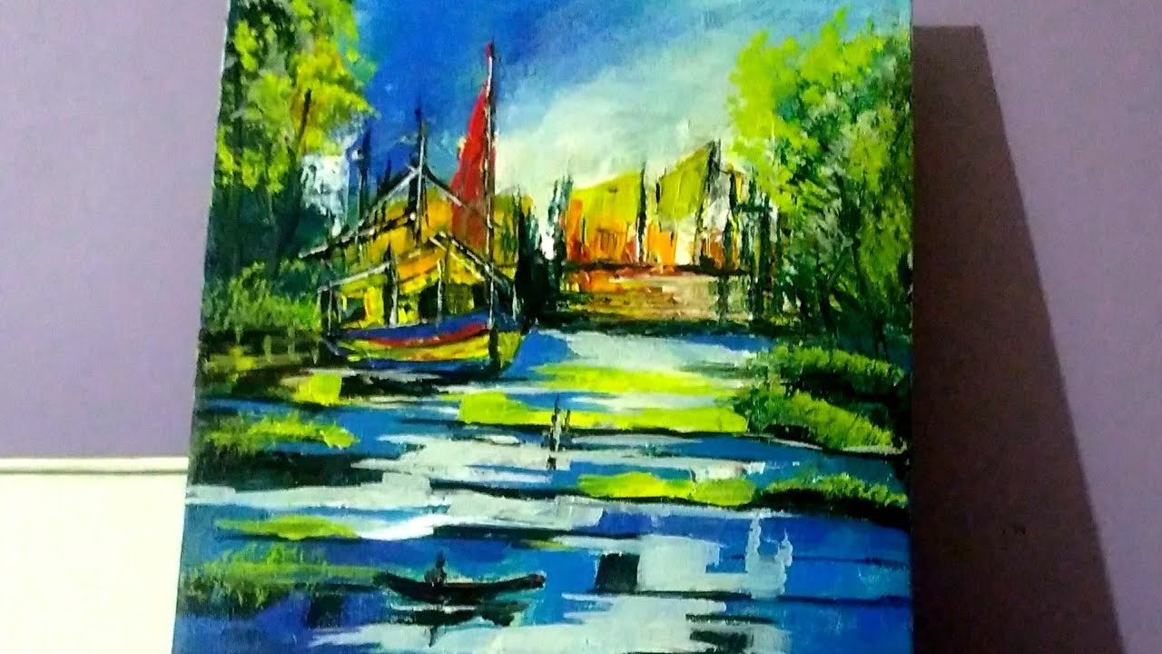 Abstract landscape painting/ abstract painting demo/ easy for beginners ...