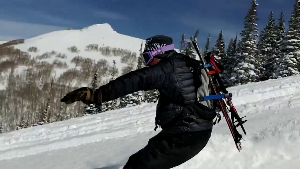 powder surfing - no binding riding - on homemade custom 3lb board - YouTube