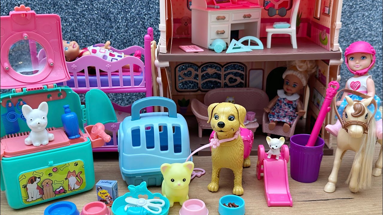 17 Minutes Satisfying with Unboxing Doll House & Pets Play Set ASMR ...