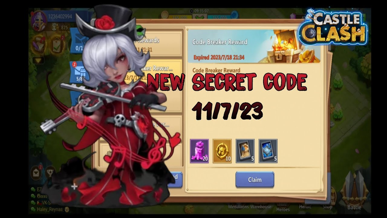 CASTLECLASH |NEW SECRET CODE 11/7/23 | MÃ NHẬN THƯỞNG MỚI NHÂT - YouTube