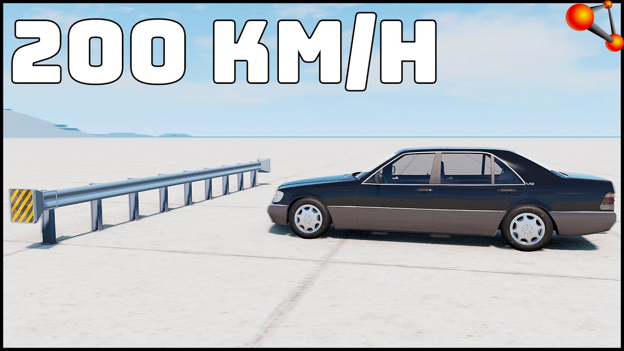 GUARD RAIL vs Mercedes S600 W140! 200 Km/H CRASH TEST! - BeamNg Drive ...