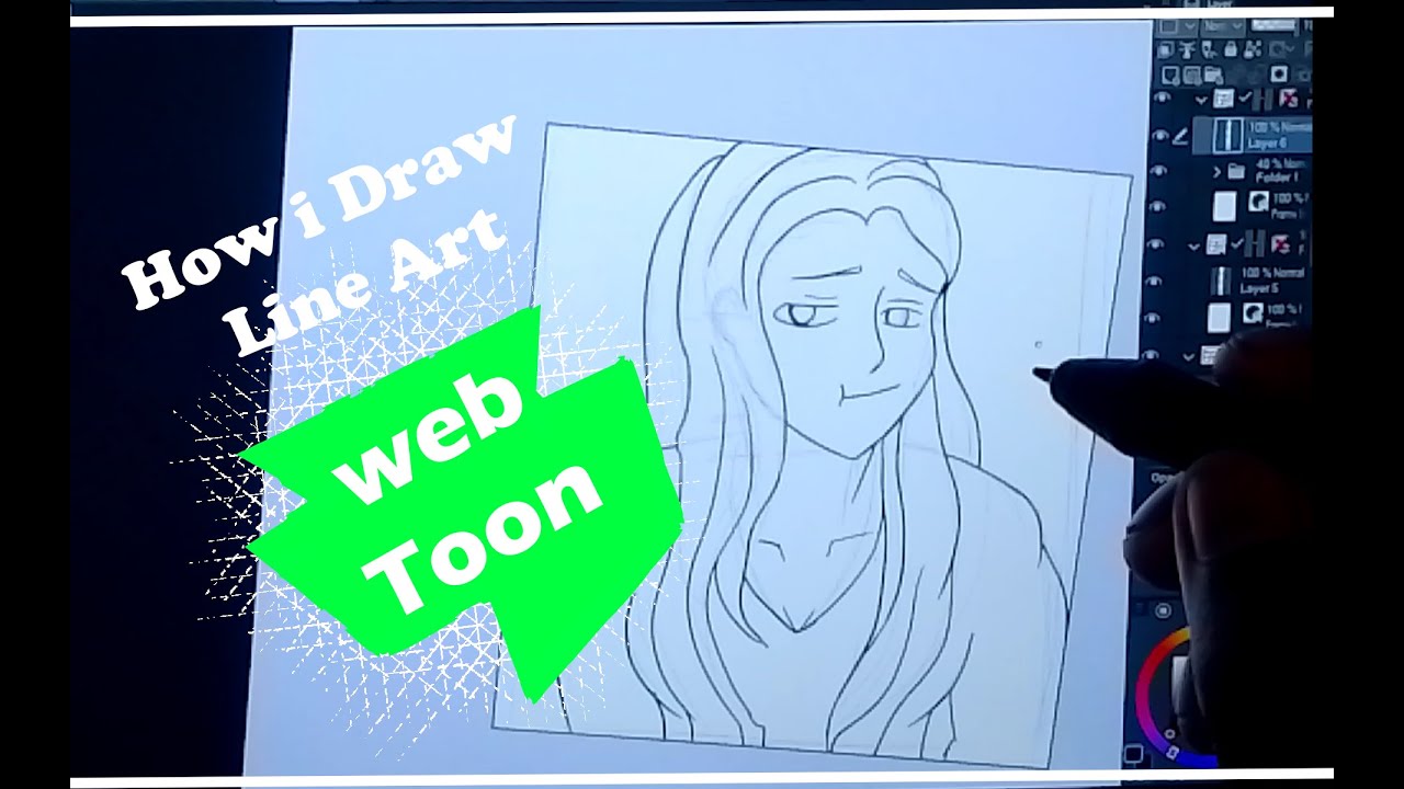 How I draw line Art for my webtoon / full process /Draw with me - YouTube
