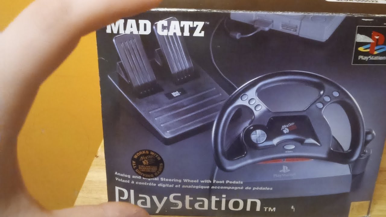 ps1 steering wheel and peddles review (not that bad) - YouTube