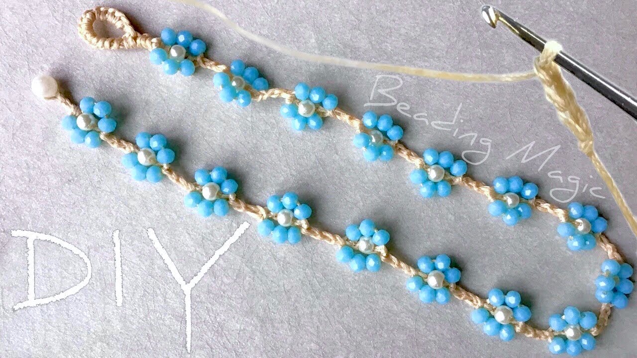 Crochet Beaded Bracelet Youtube