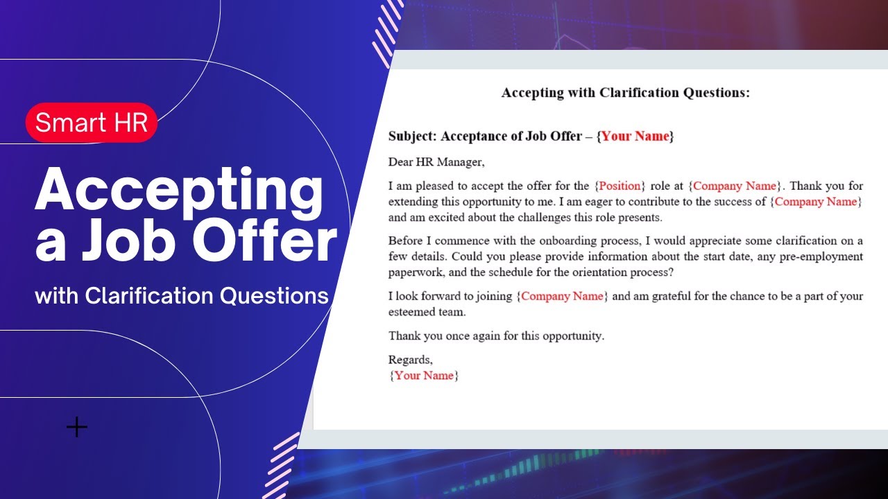 Accepting a Job Offer while Asking for Clarification - Sample Email ...