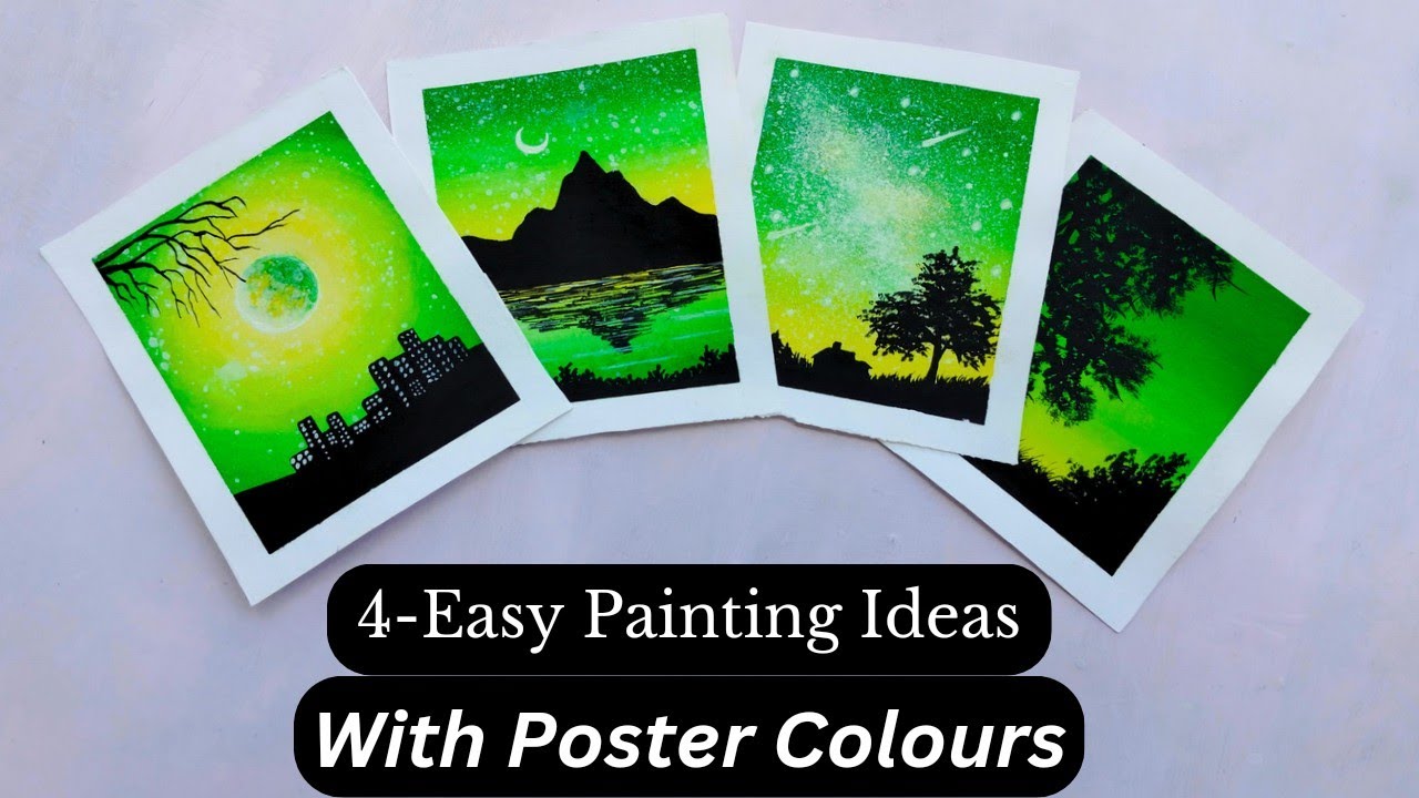 4 - Easy Painting Ideas💡 With Poster Colours || easy painting for ...