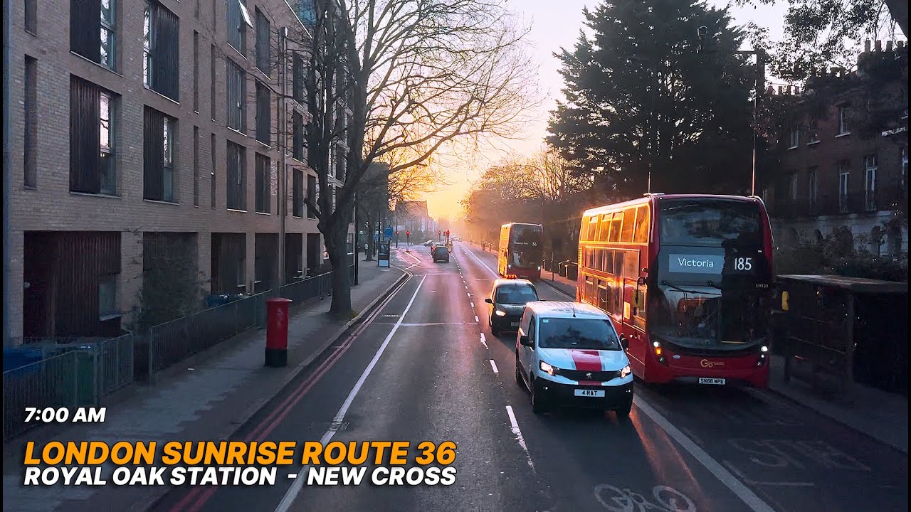 A new day in London: Sunrise bus ride aboard Bus 36 from Paddington to ...
