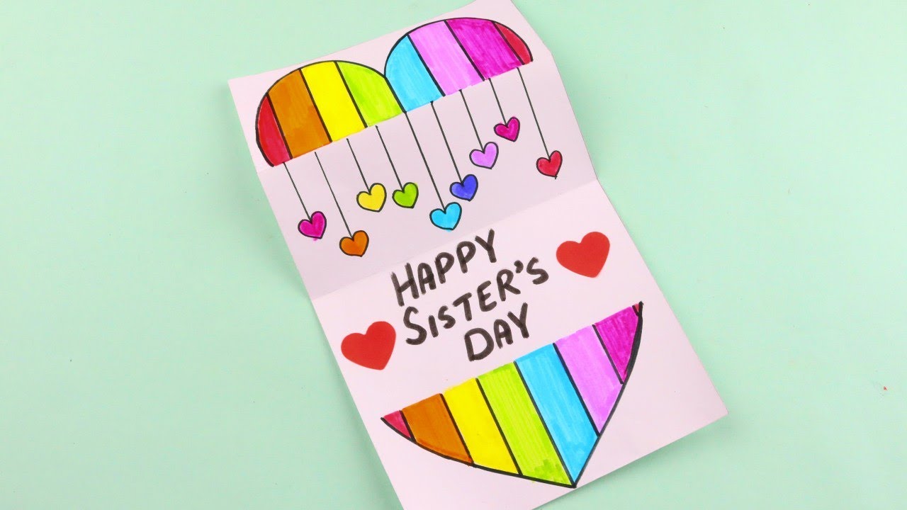 Easy & beautiful card for sister's day / Easy Sister's day card making ...