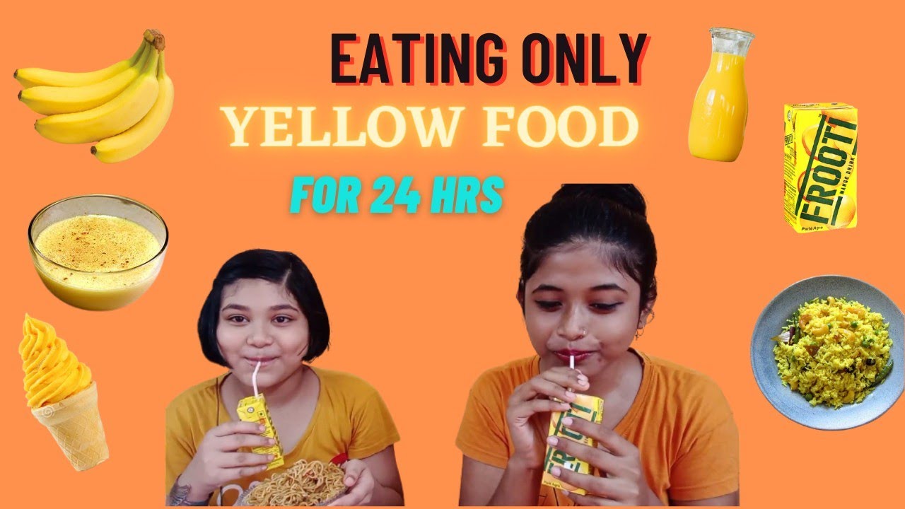 Eating Only *Yellow Colour Food* For 24 Hours - YouTube