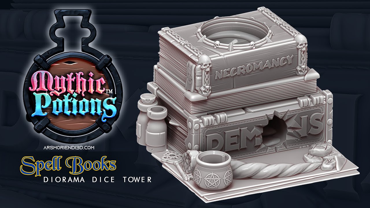 Spell Book Diorama Dice Tower - Mythic Potions - YouTube