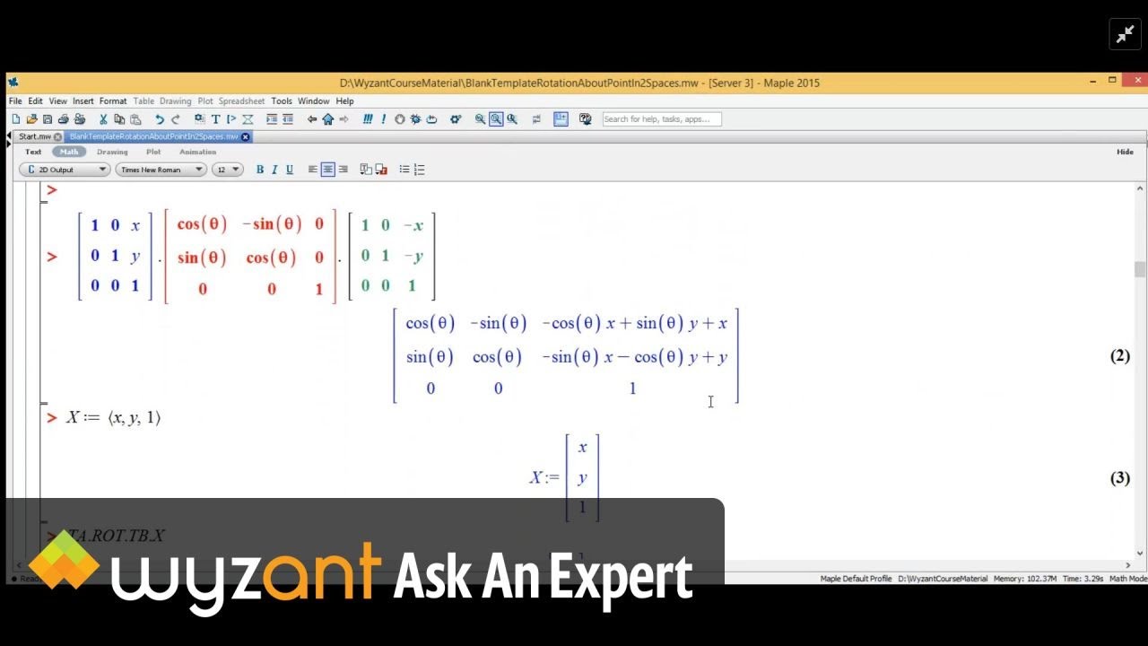 The matrix are used to illustrate the resultant 3 by 3 homogeneous ...