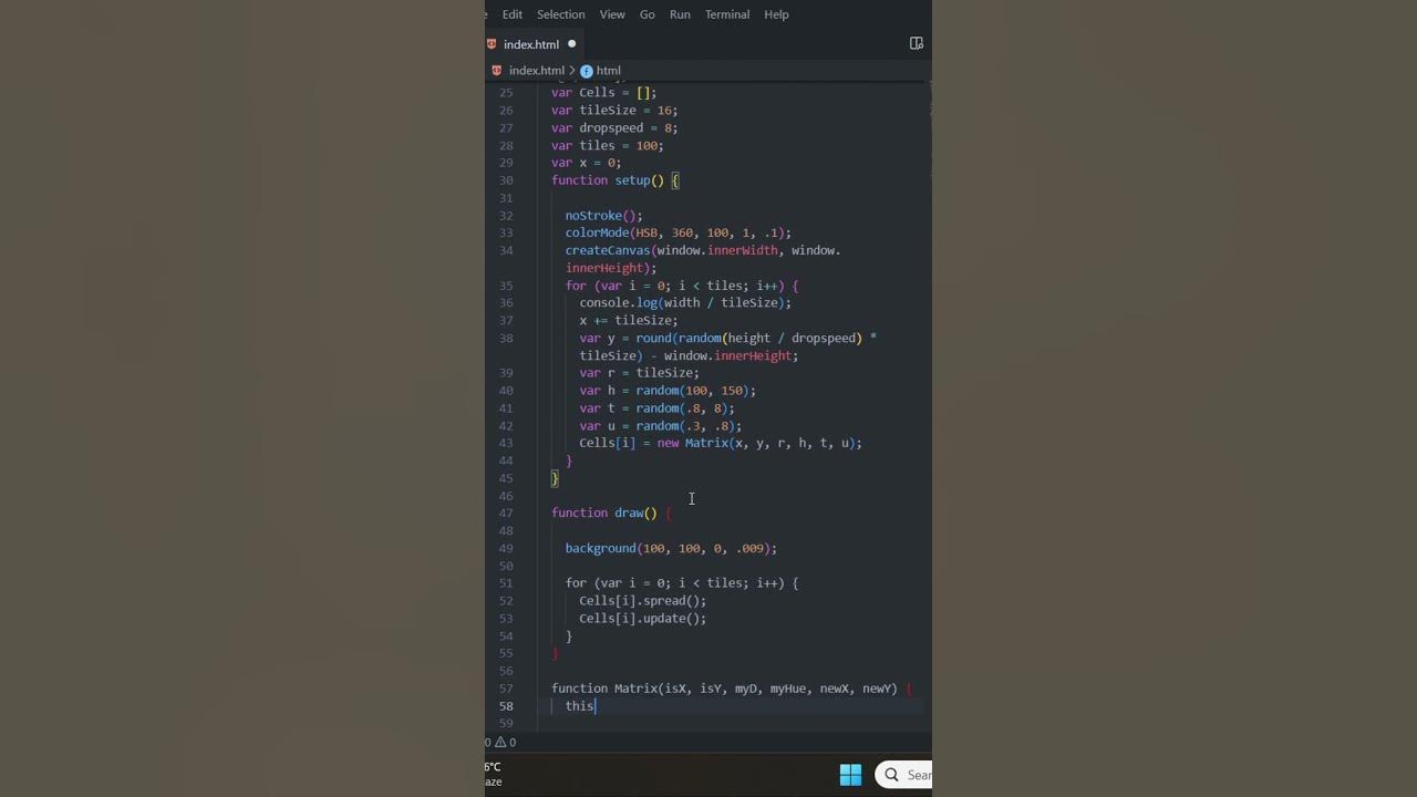 (3/100) Matrix Effect Html Css Javascript #shorts - YouTube