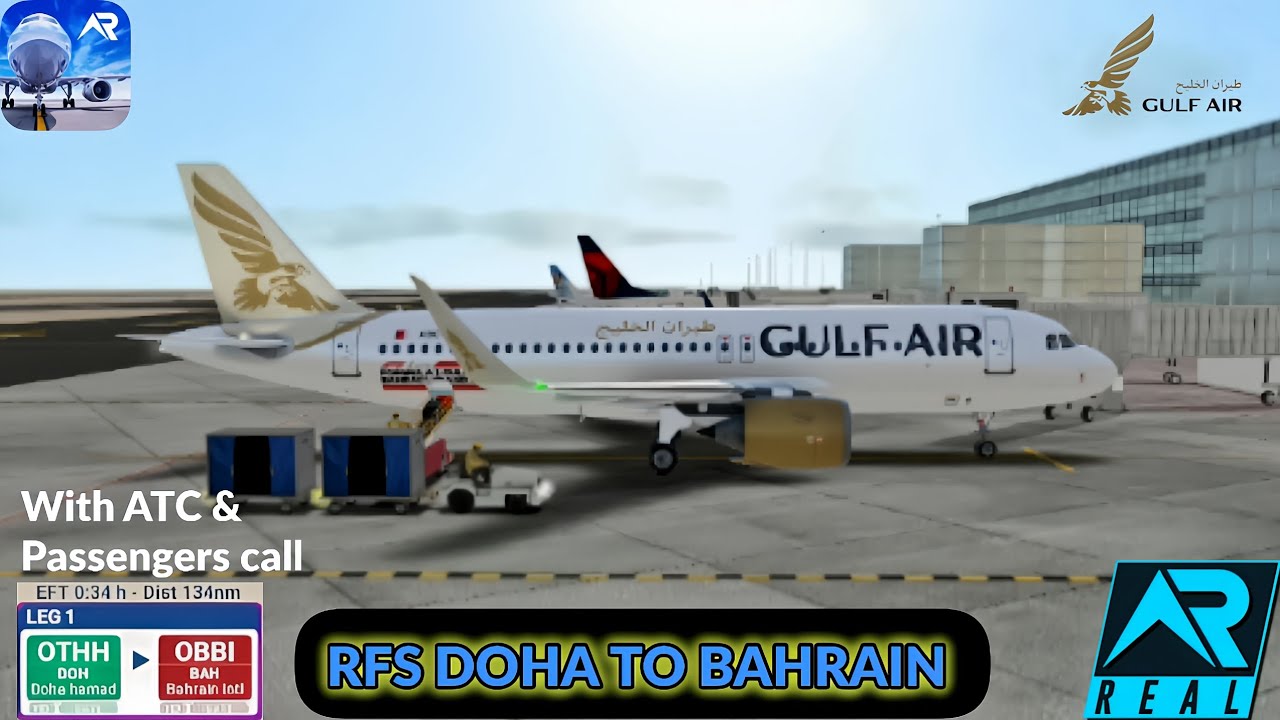 RFS Doha To Bahrain gulf air A320neo full flight Real Route - YouTube