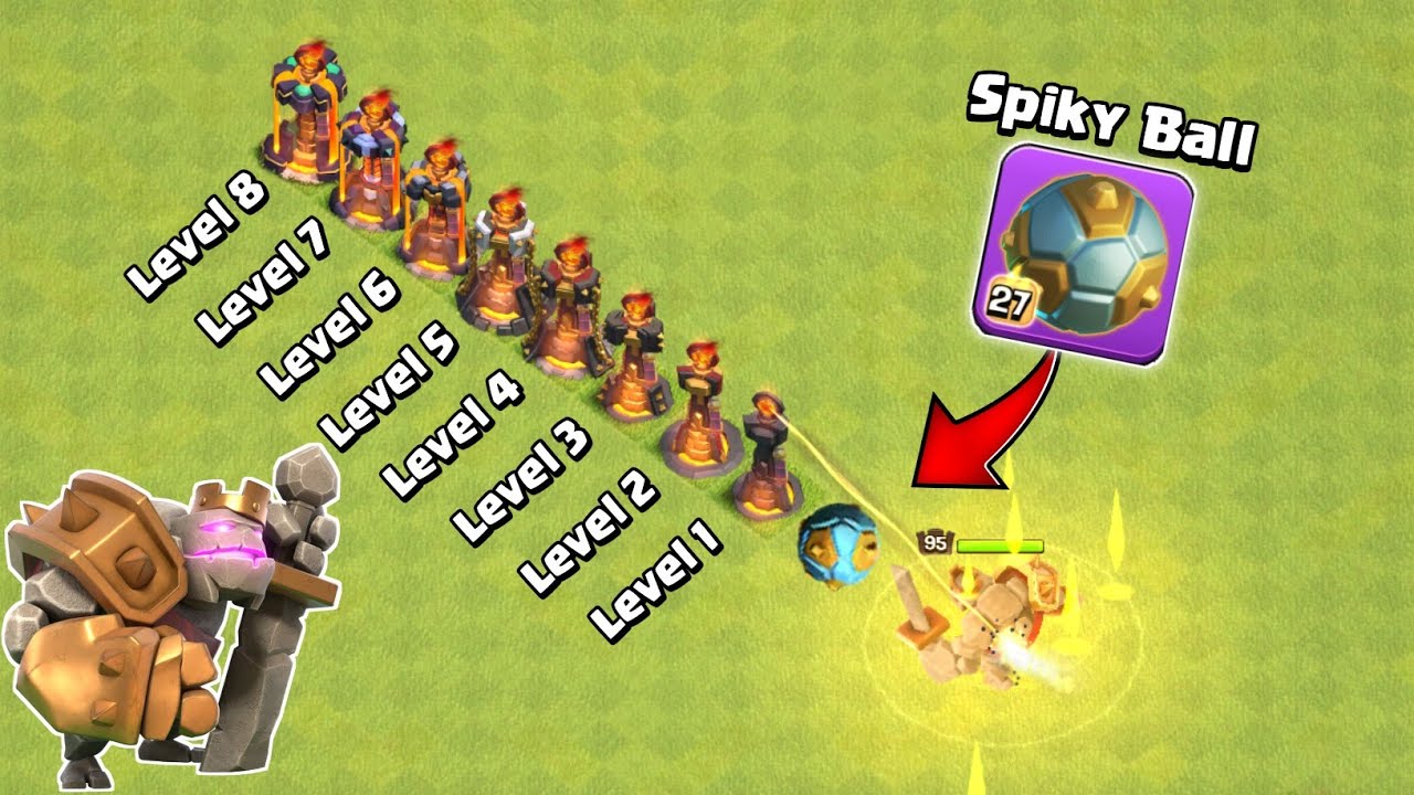 Spiky Ball vs Every Level Defenses | Clash of Clans - YouTube