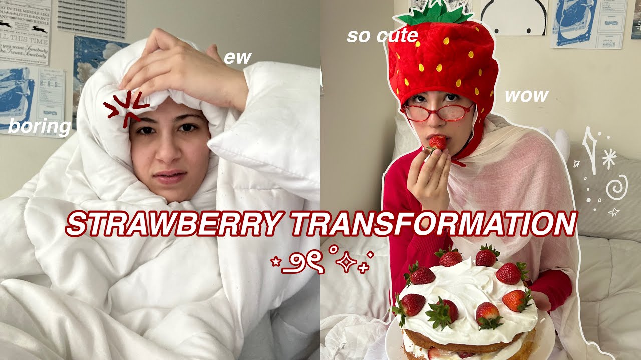 TRANSFORMING INTO A STRAWBERRY | the cutest most fun 🍓 themed day - YouTube