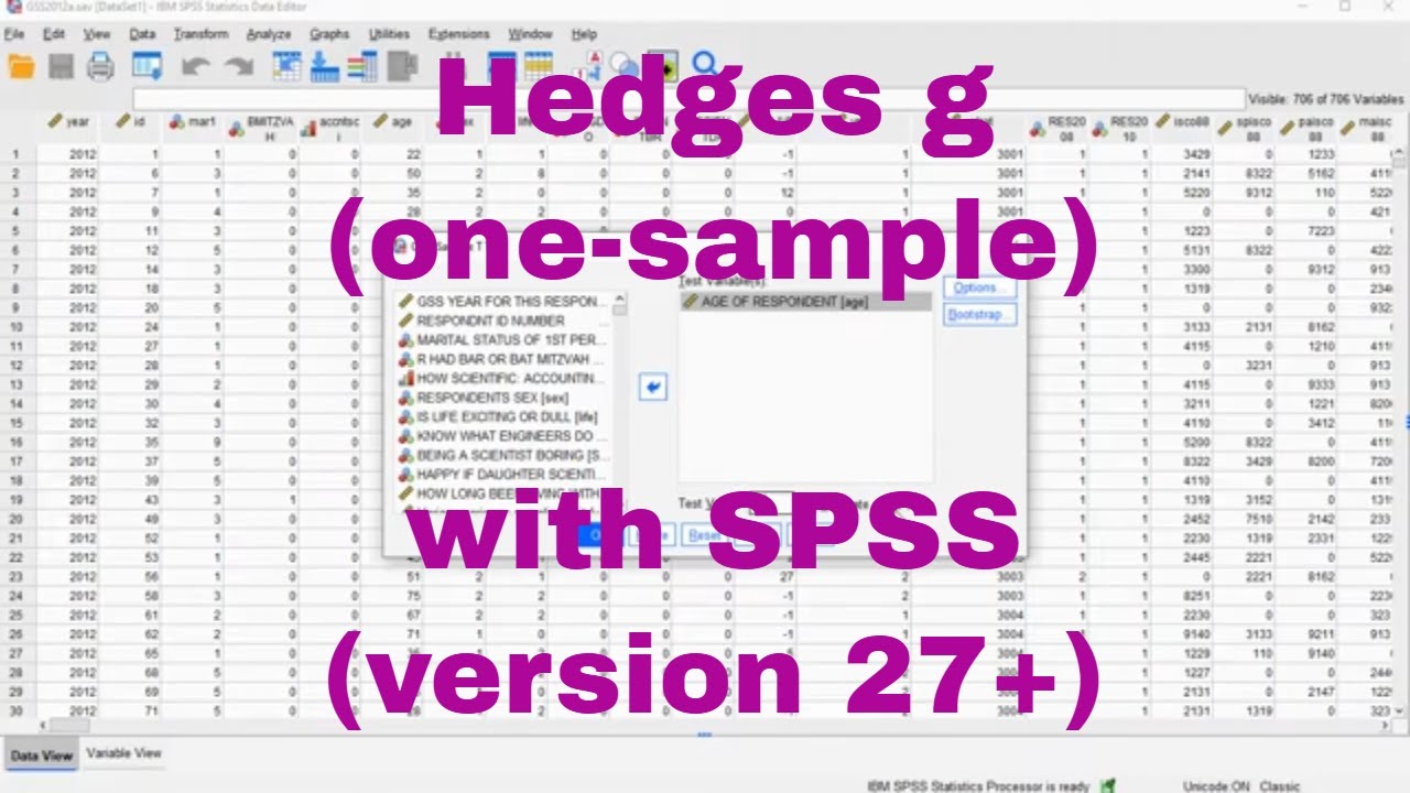 SPSS - Hedges g (one-sample) - YouTube
