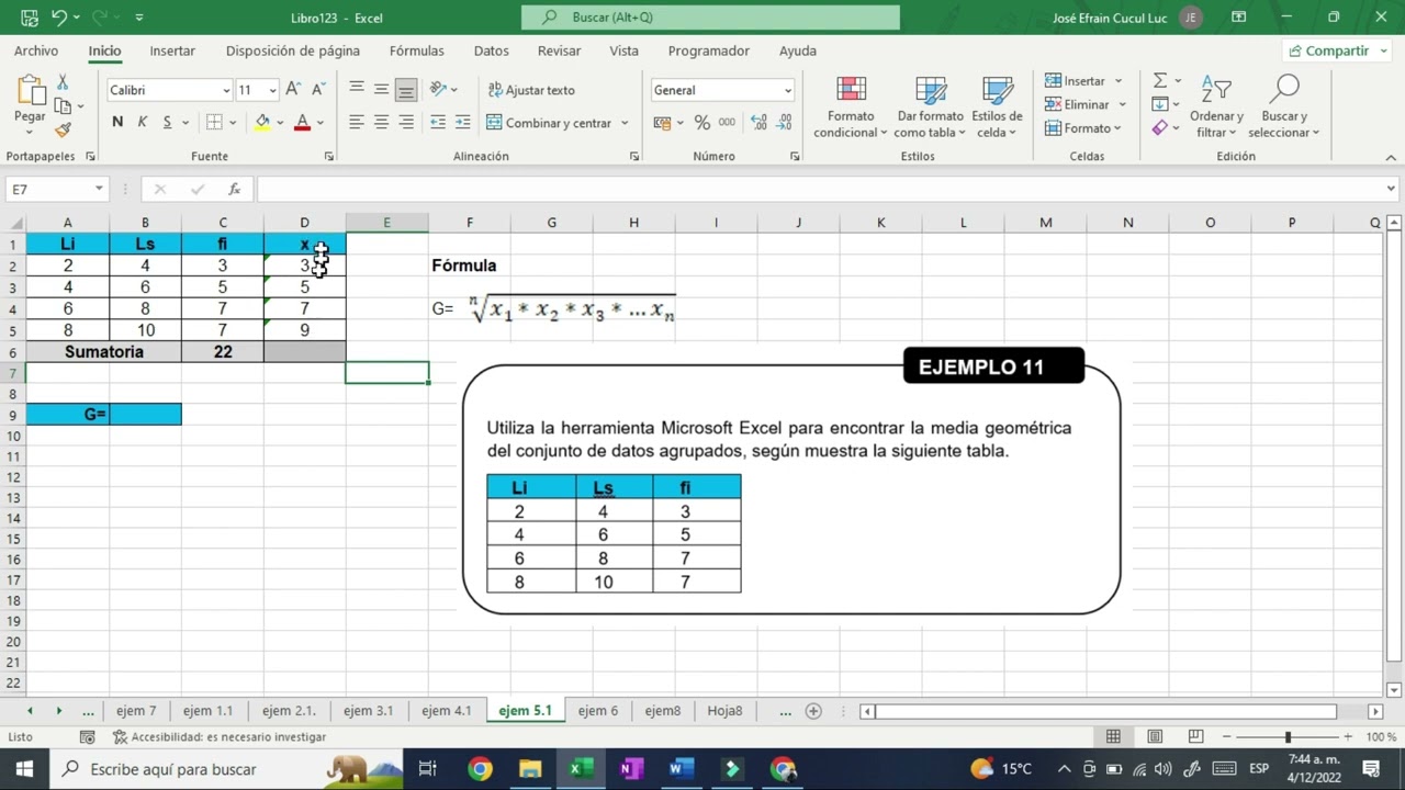 EJEMPLO 11 C mo Calcular Media Geom trica En Excel Para Datos EJEMPLO 11 C mo Calcular Media Geom trica En Excel Para Datos