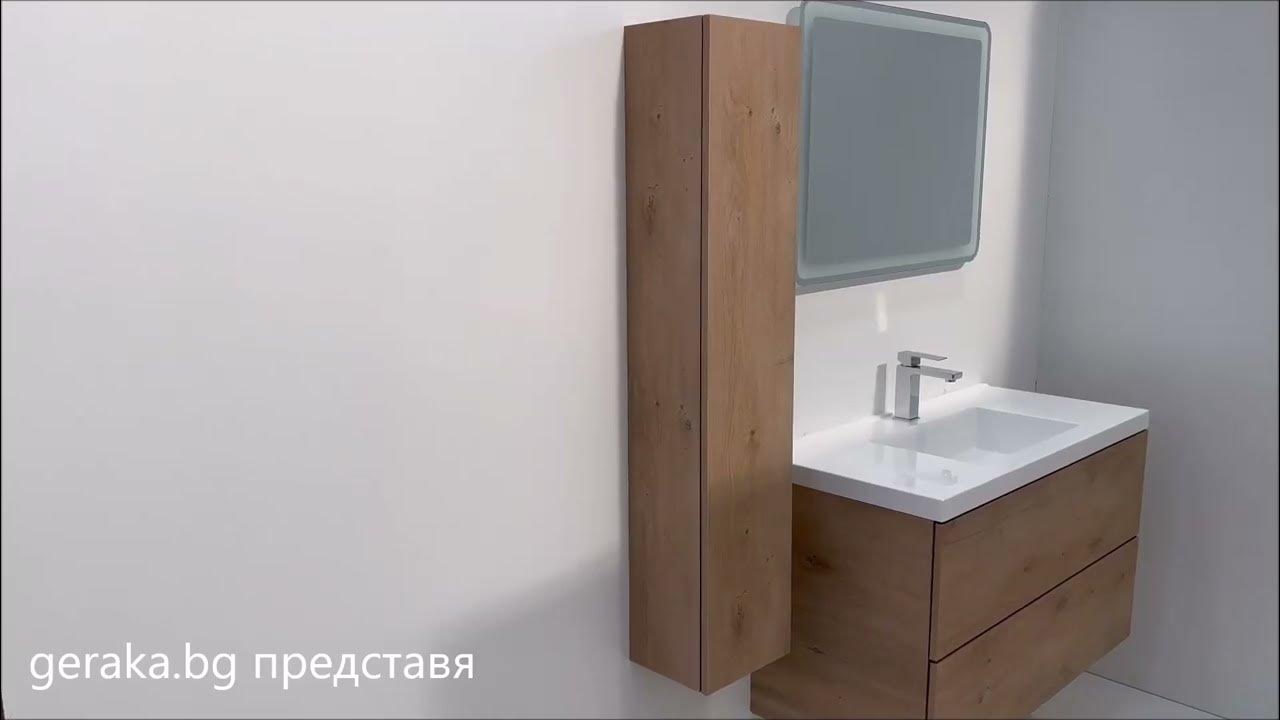 Стенна колона за баня водоустойчива от ПВЦ светъл орех,дъб,дървесна ...