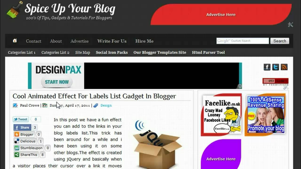 Cool jQuery Animated Effect For Labels List Gadget In Blogger - YouTube
