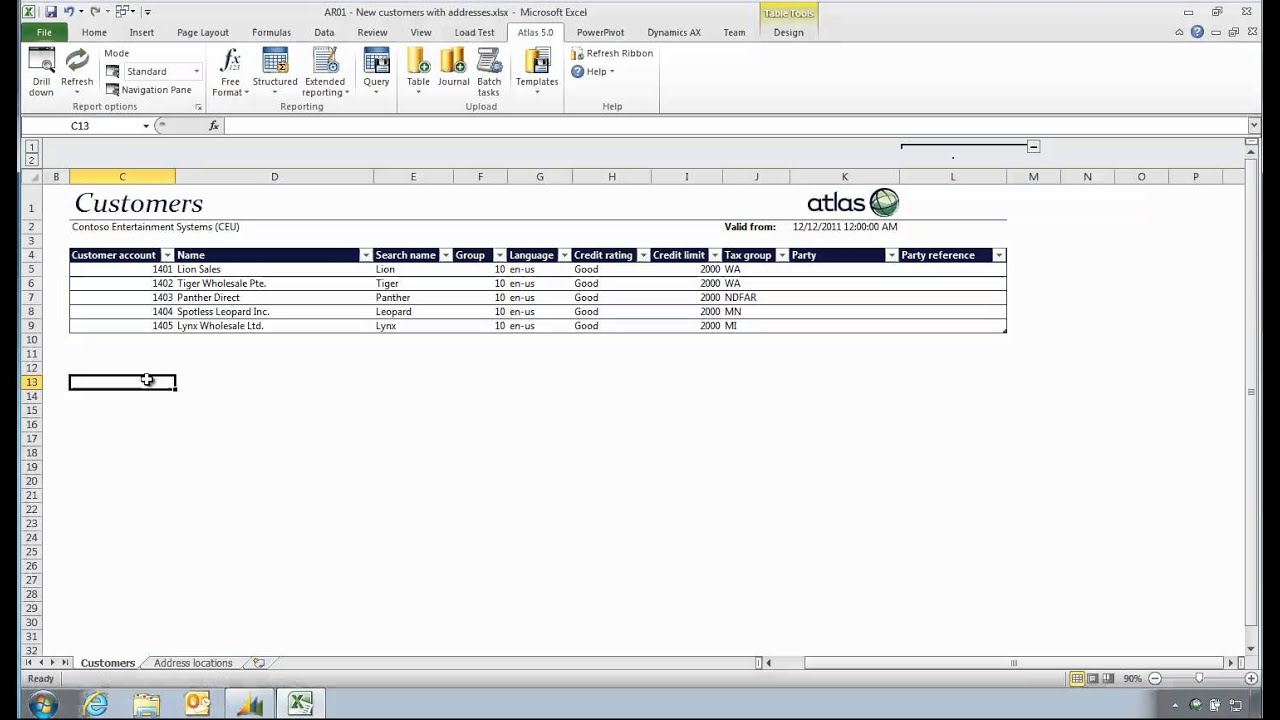 AX 2012 Upload new customers from Excel using Atlas - YouTube