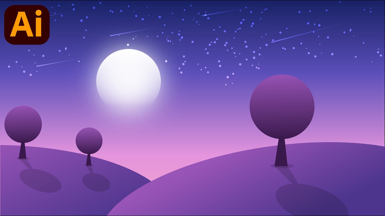 Vector Illustration Scenery Tutorial for Beginners | Adobe Illustrator ...