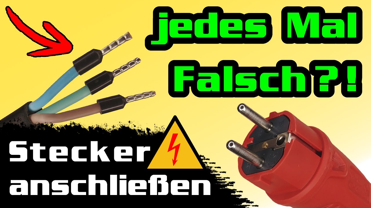 230V Schuko-Stecker an flexibles Kabel anschließen - YouTube