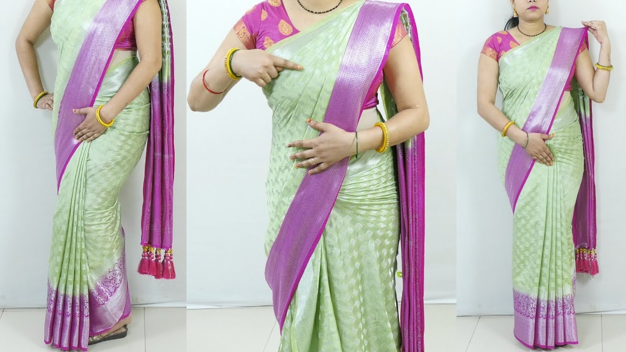 Banarasi silk saree draping tutorial step by step | Sari draping in ...