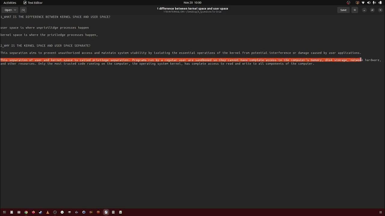 491 what is the difference between user space and kernel space? - YouTube