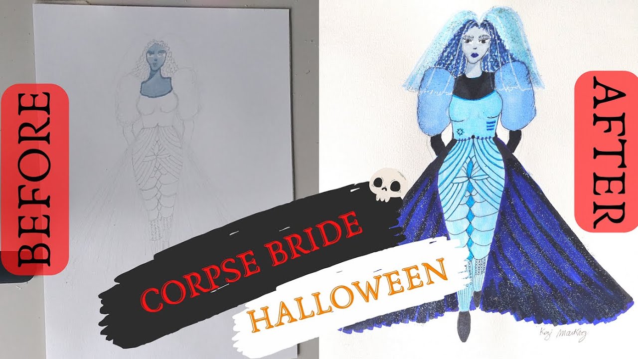 CORPSE BRIDE HALLOWEEN. Illustration for Beginners #drawing #design # ...