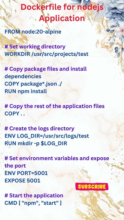 Dockerfile for nodejs application #dockerfile #devops #developer #nodejs - YouTube