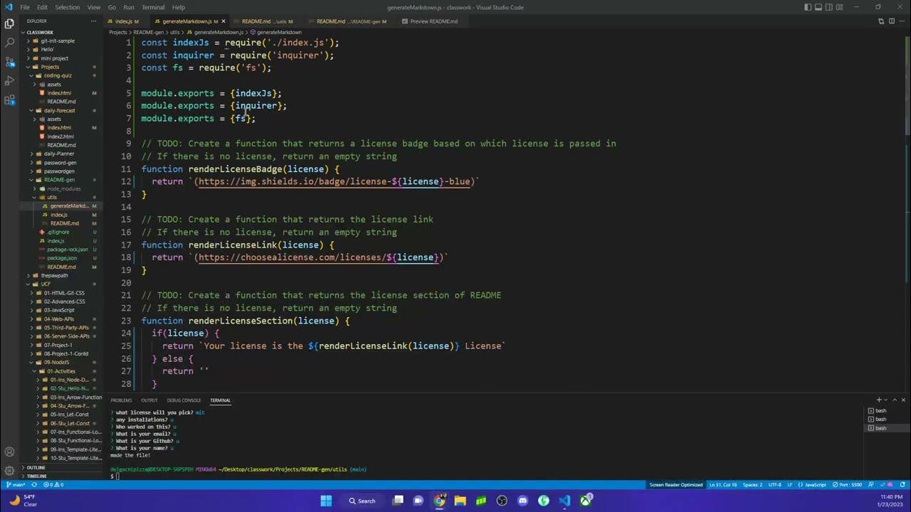 How to make a README Generator UCF Bootcamp - YouTube