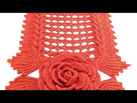 Canhoto caminho de mesa mega rosa /passo a passo - YouTube