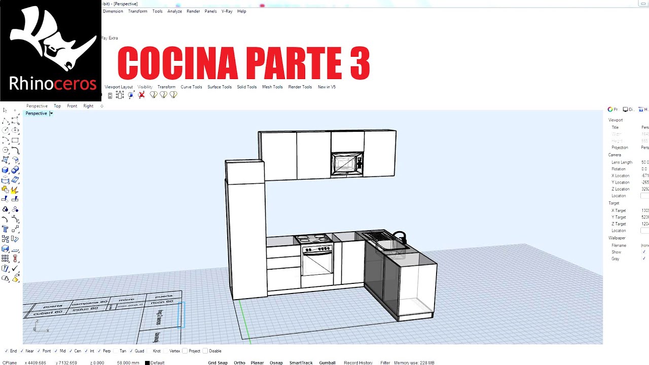 DISEÑAMOS UNA COCINA CON RHINOCEROS 3D (PARTE 3) - YouTube