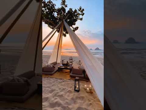 This sunset dinner on beach is amazing #shorts