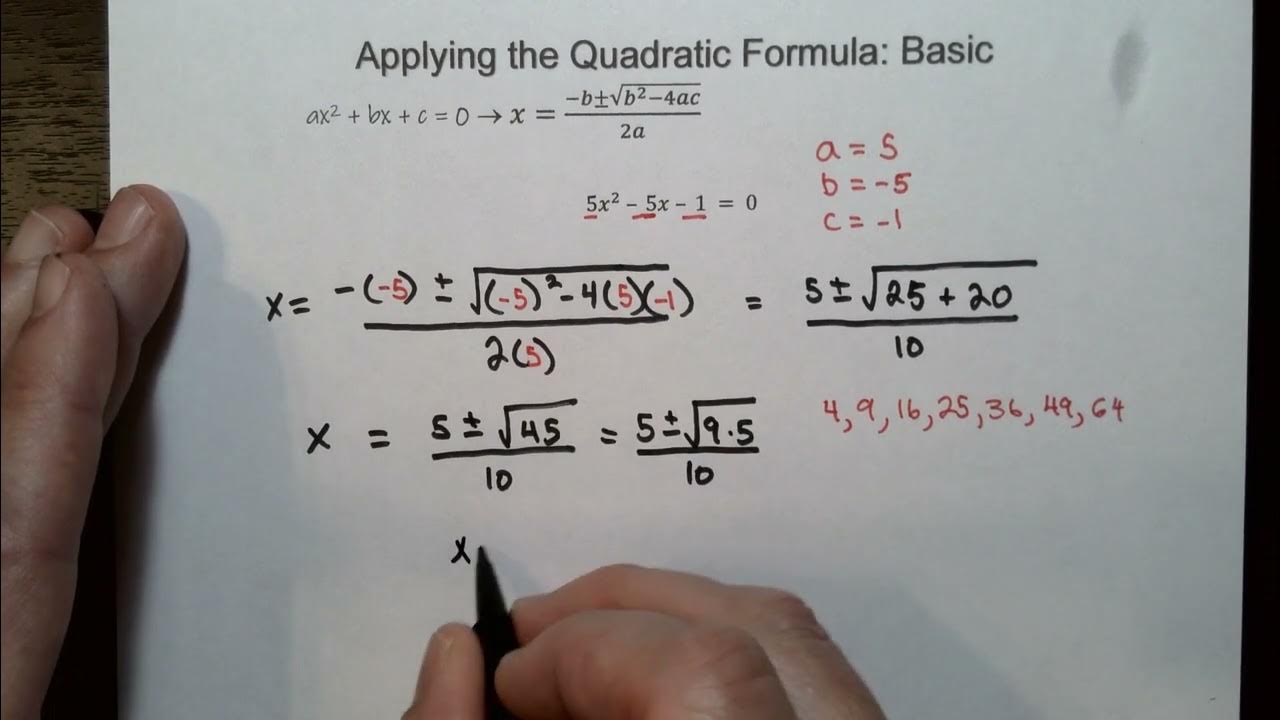 Applying the Quadratic Formula Basic - YouTube