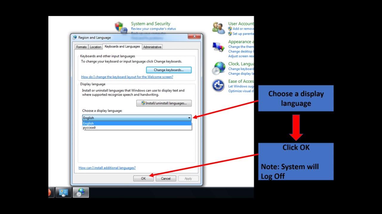 HOW TO CHANGE DISPLAY LANGUAGE (WINDOWS 7) - YouTube