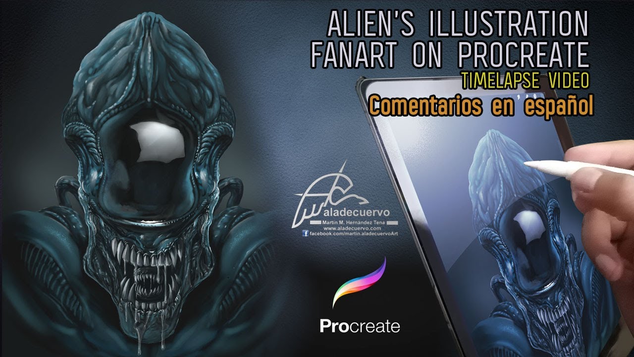Procreate Alien Ilustración fanart. Procreate timelapse con comentarios ...
