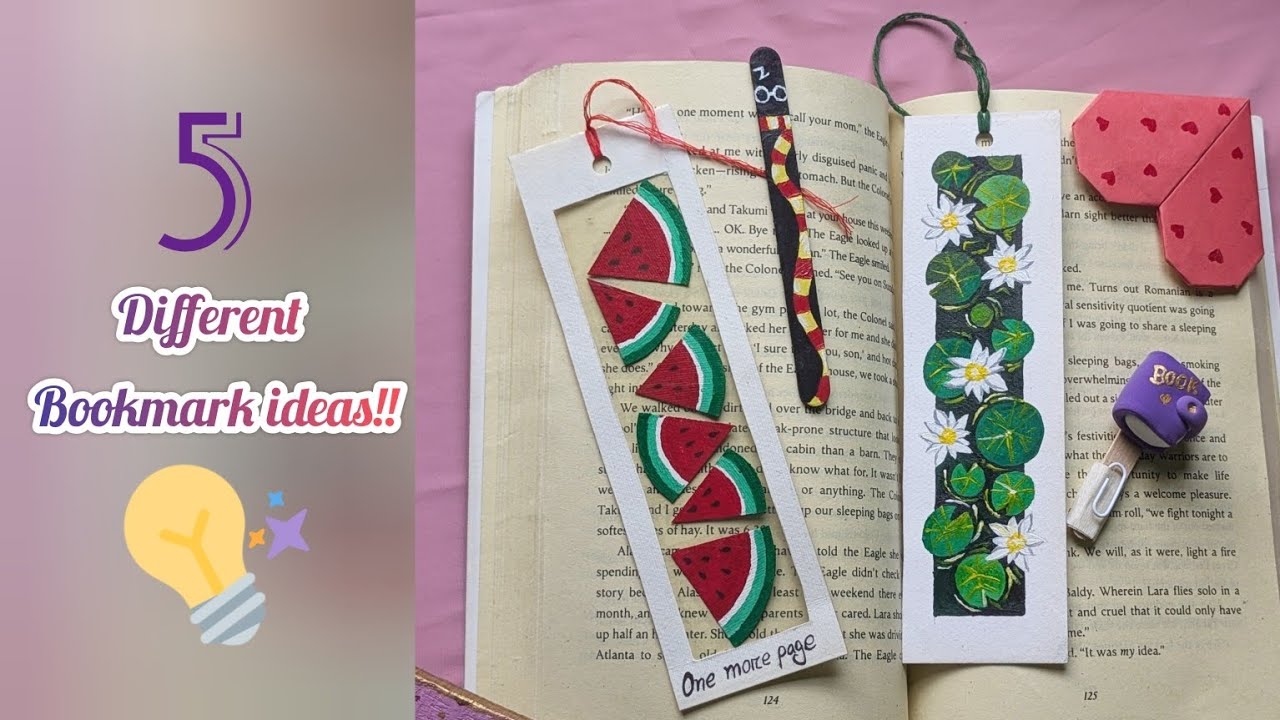 I made 5 different bookmarks / easy bookmark ideas / diy bookmark 📘 ...