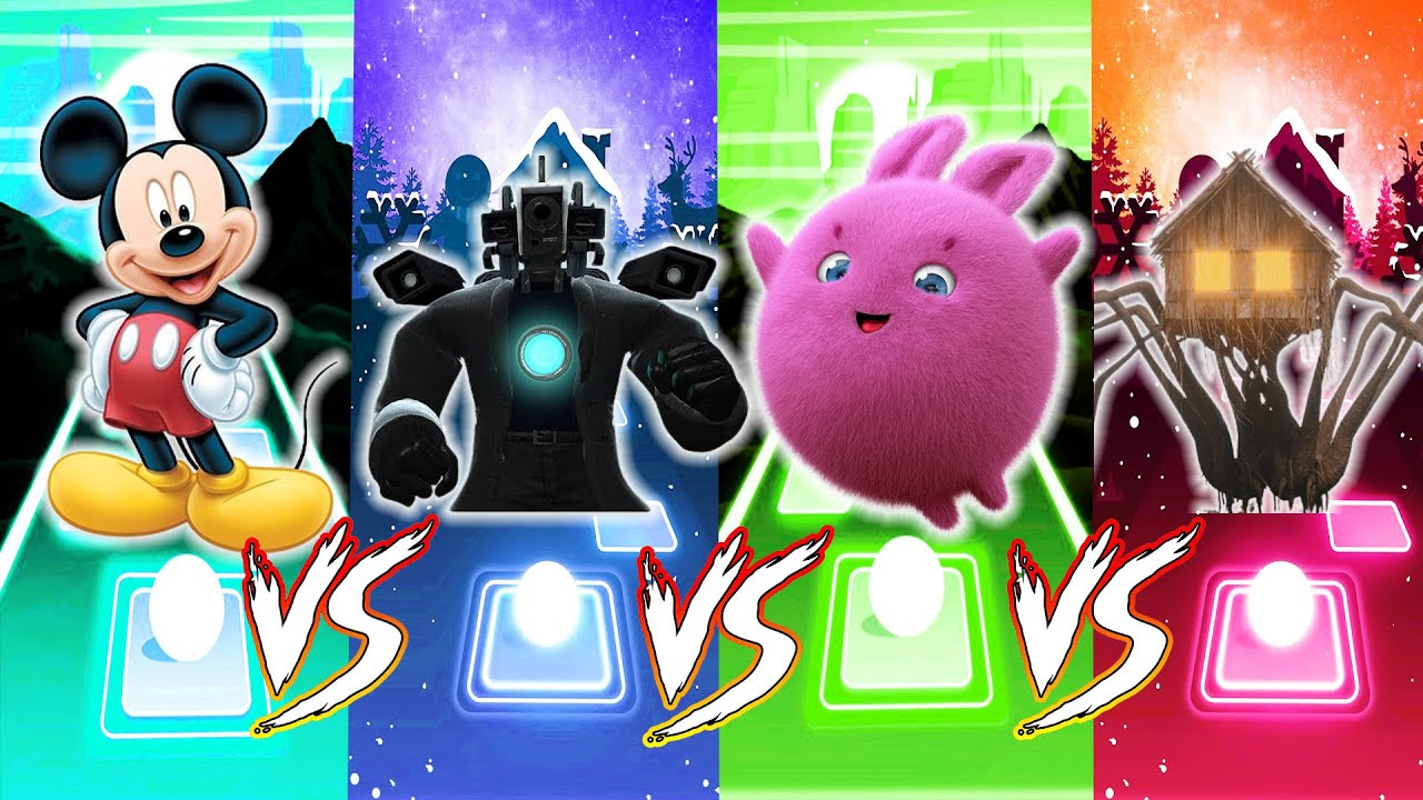 Mickey Mouse vs Cameraman vs Sunny Bunny vs House Head - Tiles Hop EDM ...
