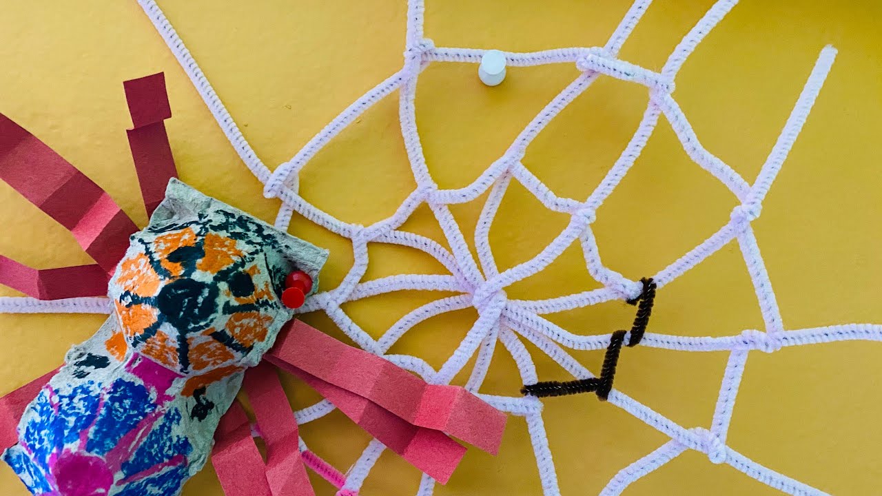 Pipe cleaner spider web - YouTube