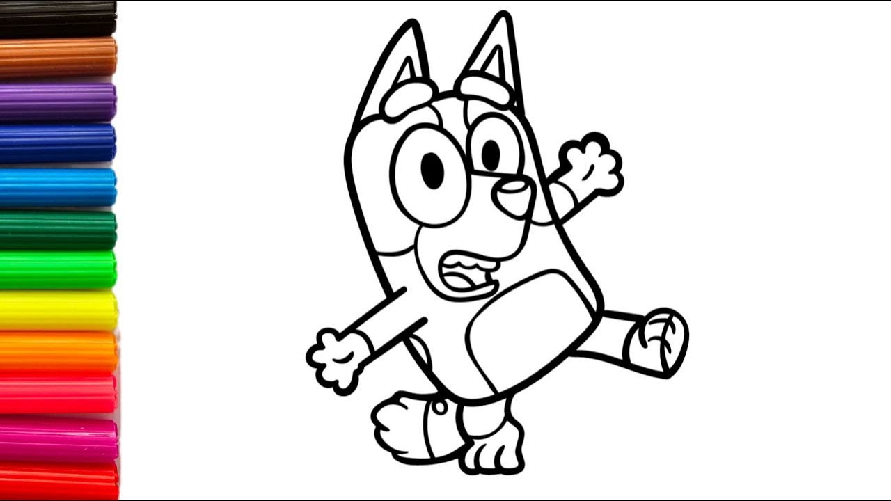 Drawing & coloring bluey for kids & toddlers | Drawing Cartoon ...