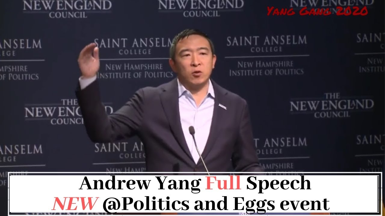 Andrew Yang Full Speech at Politics and Eggs event, New, UBI ...